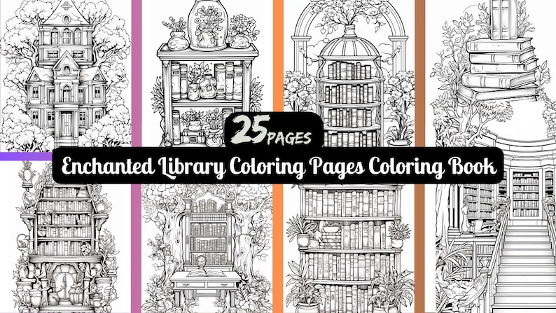 Enchanted Library Coloring Pages Coloring Book, Fairy Tale Coloring ...