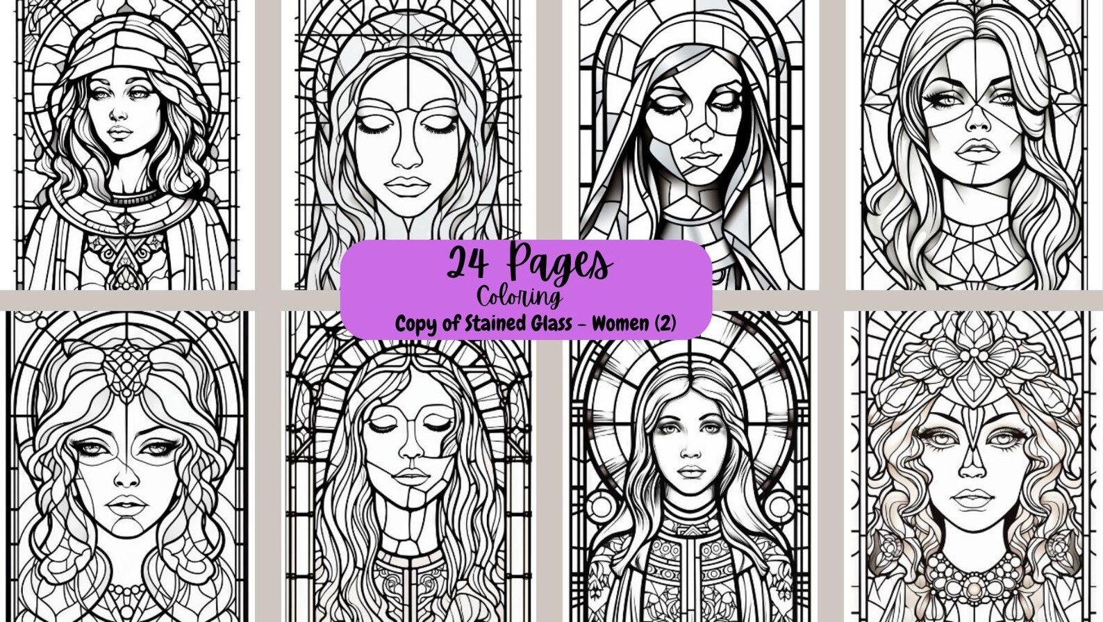 Stained Glass Women Coloring Pages for Adults Volume 3: New Designs to ...