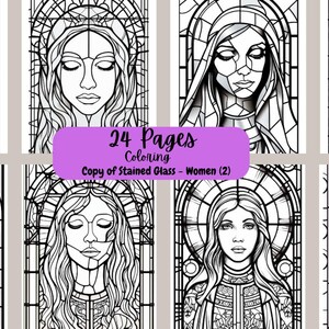 Stained Glass Women Coloring Pages for Adults Volume 3: New Designs to ...