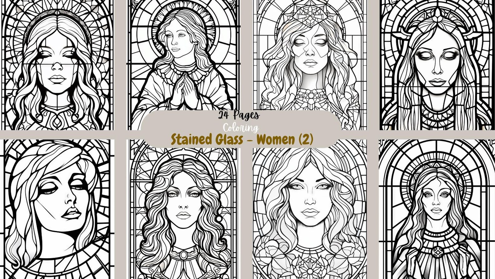 Stained Glass Women Coloring Pages for Adults Volume 3: New Designs to ...