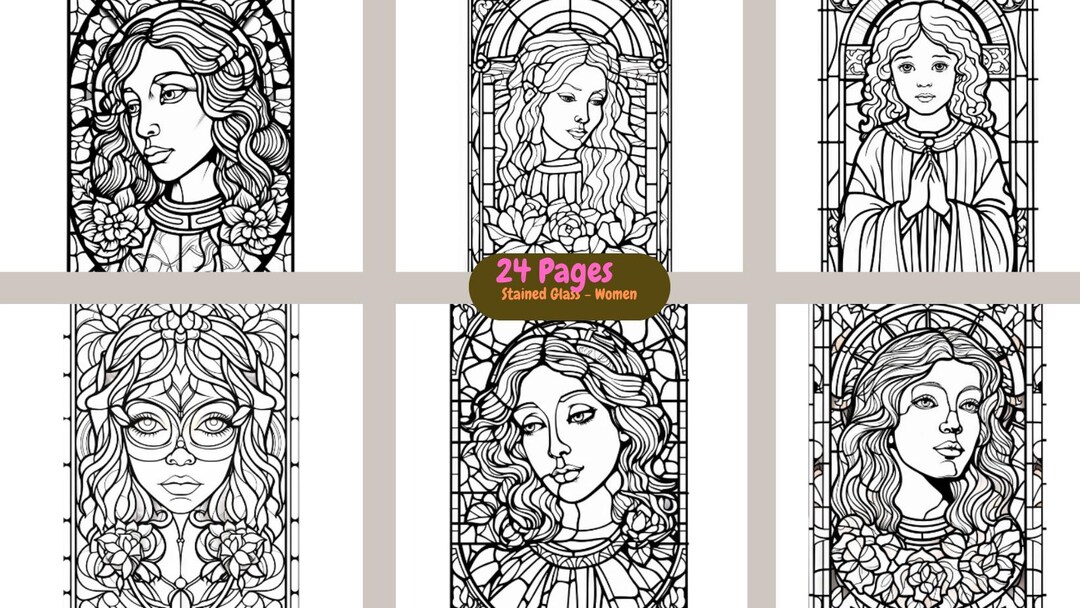 Stained Glass Women Coloring Pages for Adults – Elegant and Inspiring ...