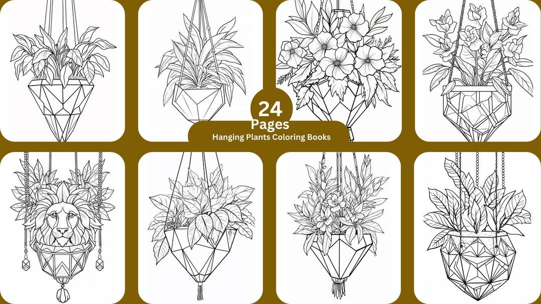 Hanging Plants Coloring Book: Botanical Illustrations, Relaxing Pages ...