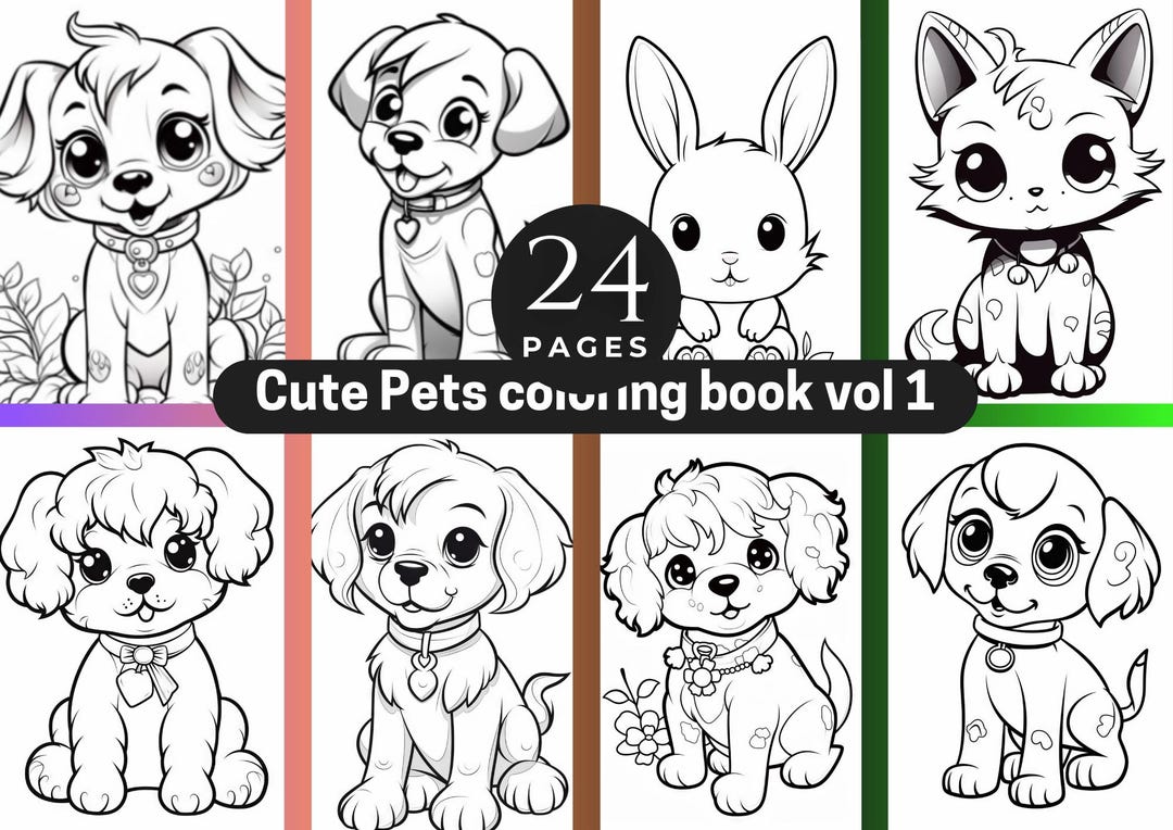 Cute Pets Coloring Book Vol 1, Animal Coloring Book, Kids Activity Book ...