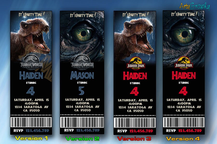 Jurassic World Invitation, Jurassic World Birthday Invite, Ticket, Tickets, Digital Item ...
