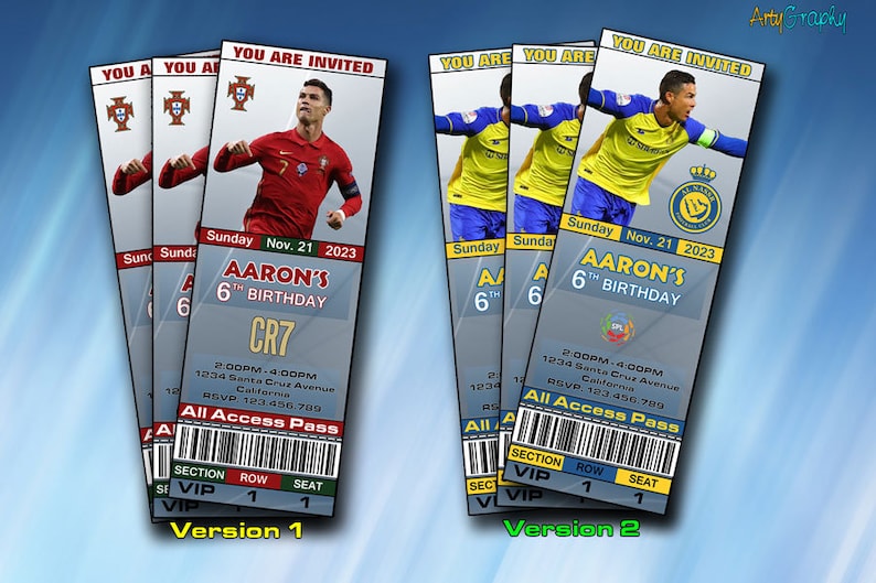 Al Nassr Invitación Cristiano Ronaldo Invitación Cumpleaños Etsy México