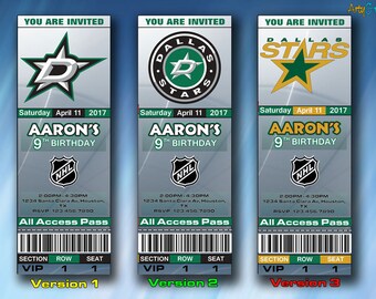 Dallas Stars Hockey Ticket Birthday Invitation - Etsy