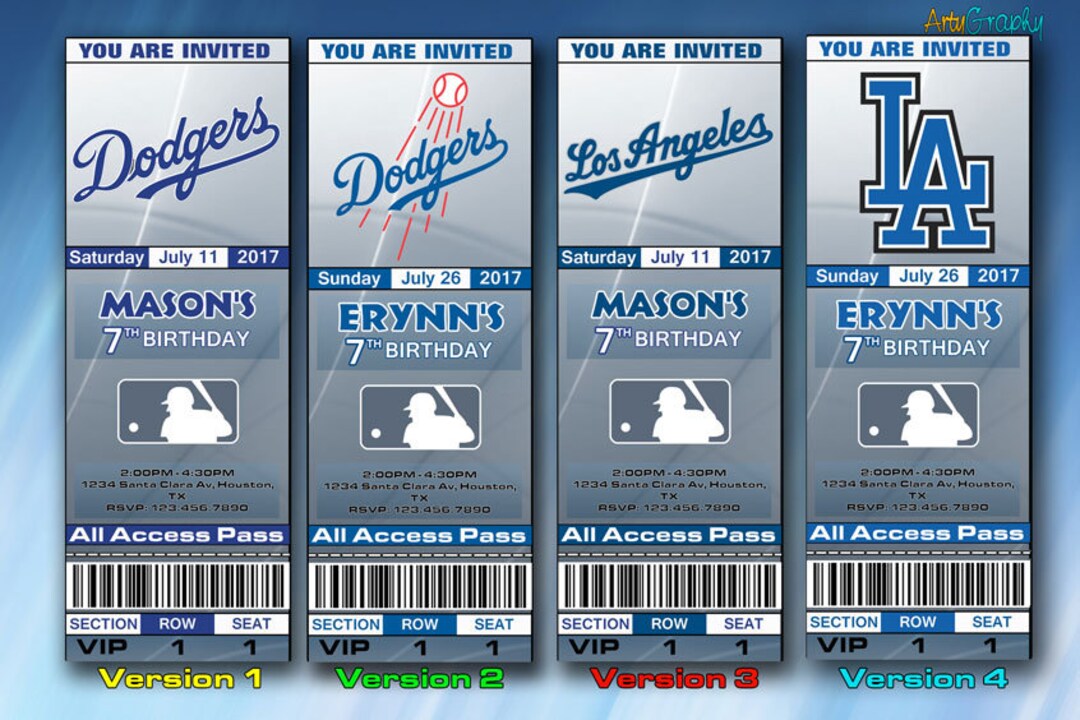 INVITAción de LA Dodgers, Invitación de cumpleaños de los Dodgers de ...