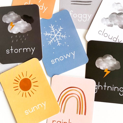Weather Flashcards Weather Cards Montessori Homeschool | Etsy