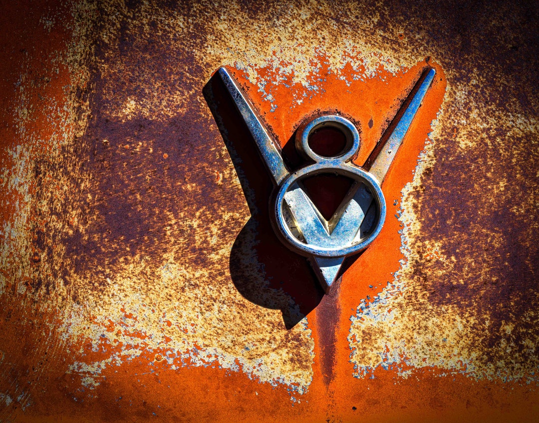 The Rusty Ford V8 Lives on badge Close Up Photo Print 2022 - Etsy