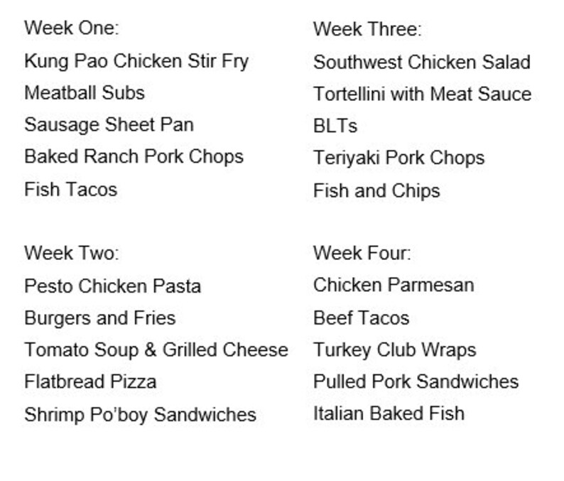 Rotating Semi-homemade Meal Plans- 4 Weeks of Menus and Grocery Lists ...