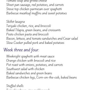 4 Week Rotating Meal Plan - Etsy