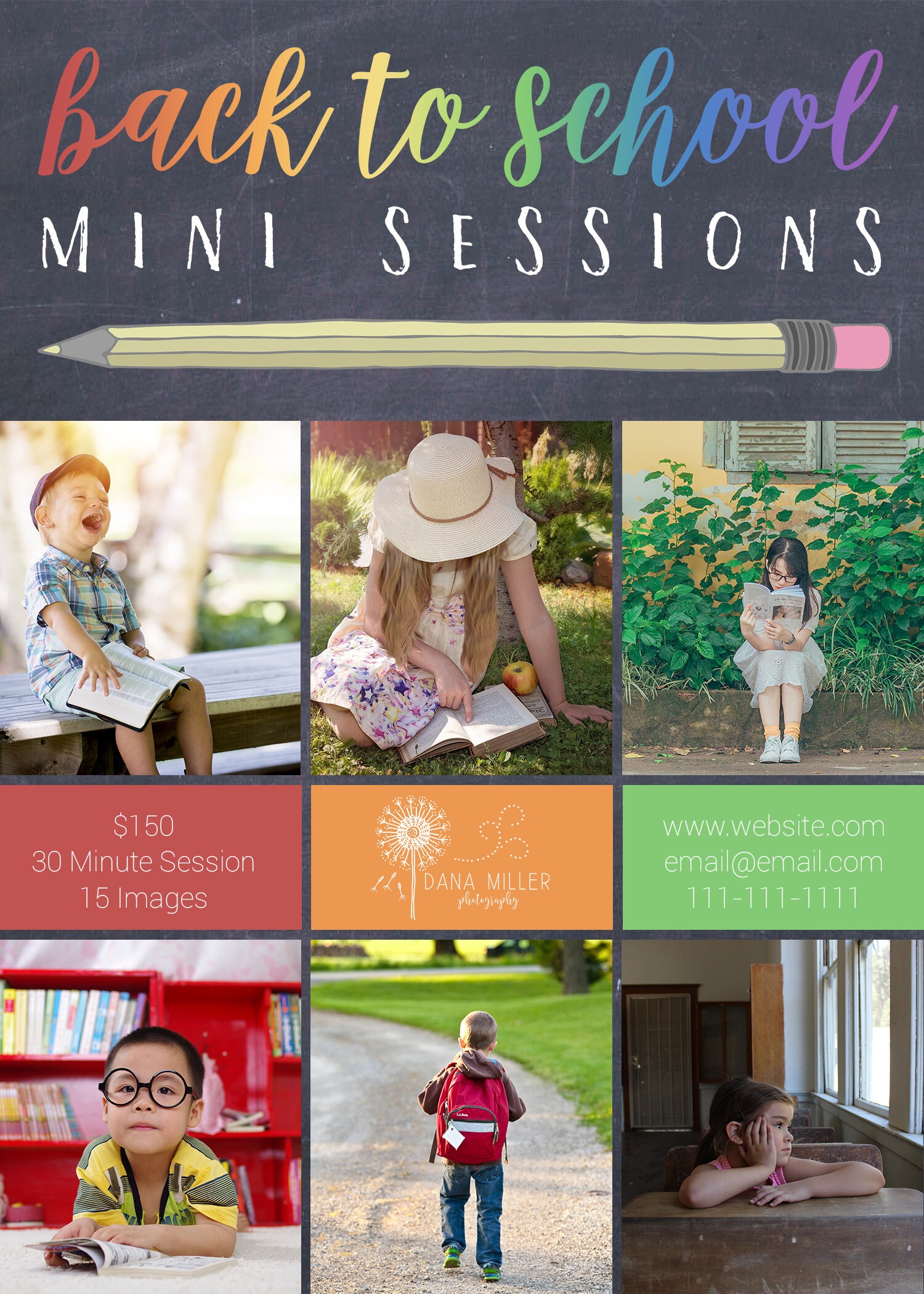Photoshop Template | Back to School Mini Session Template | Photography ...