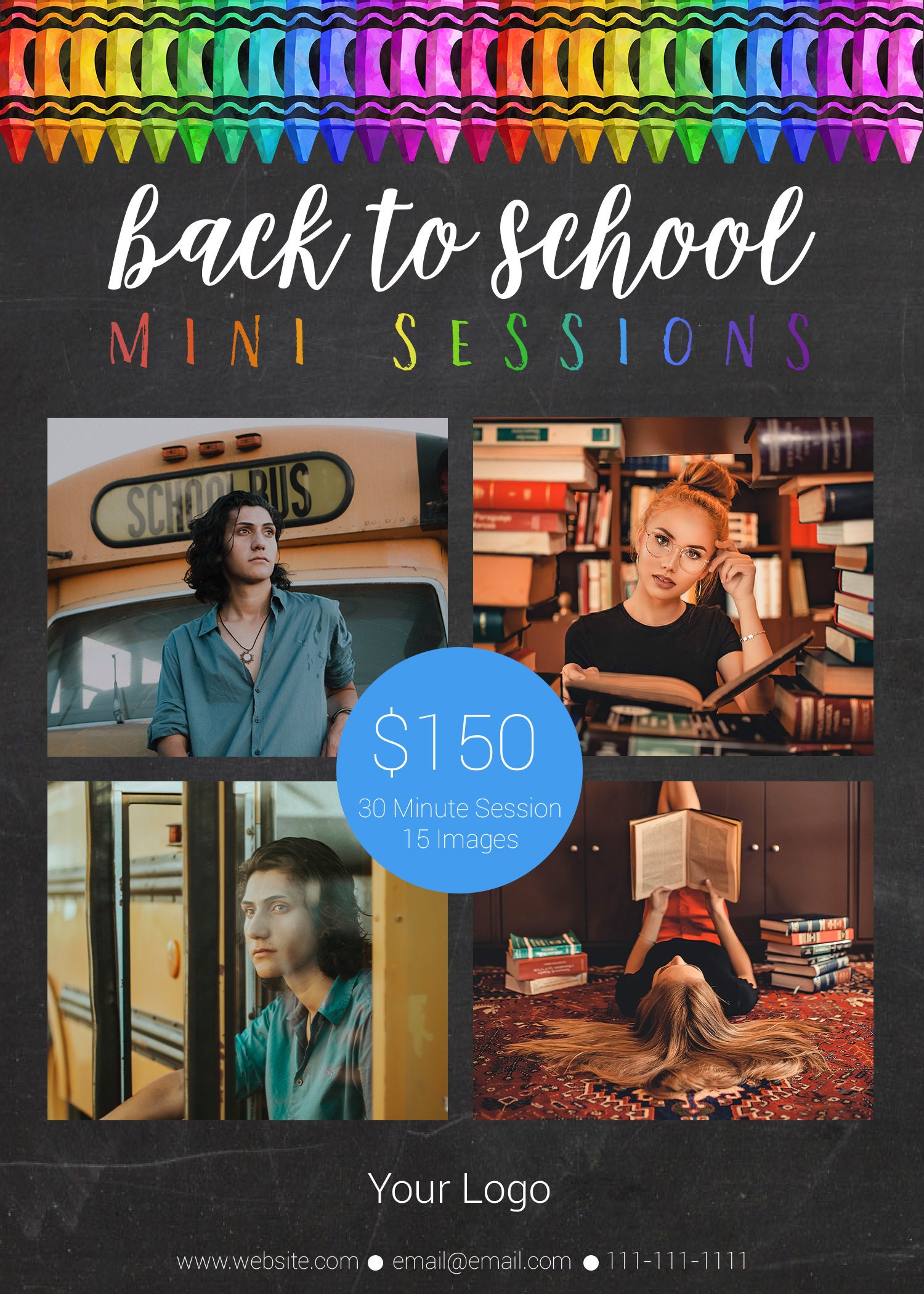 Photoshop Template | Back to School Mini Session Template | Photography ...