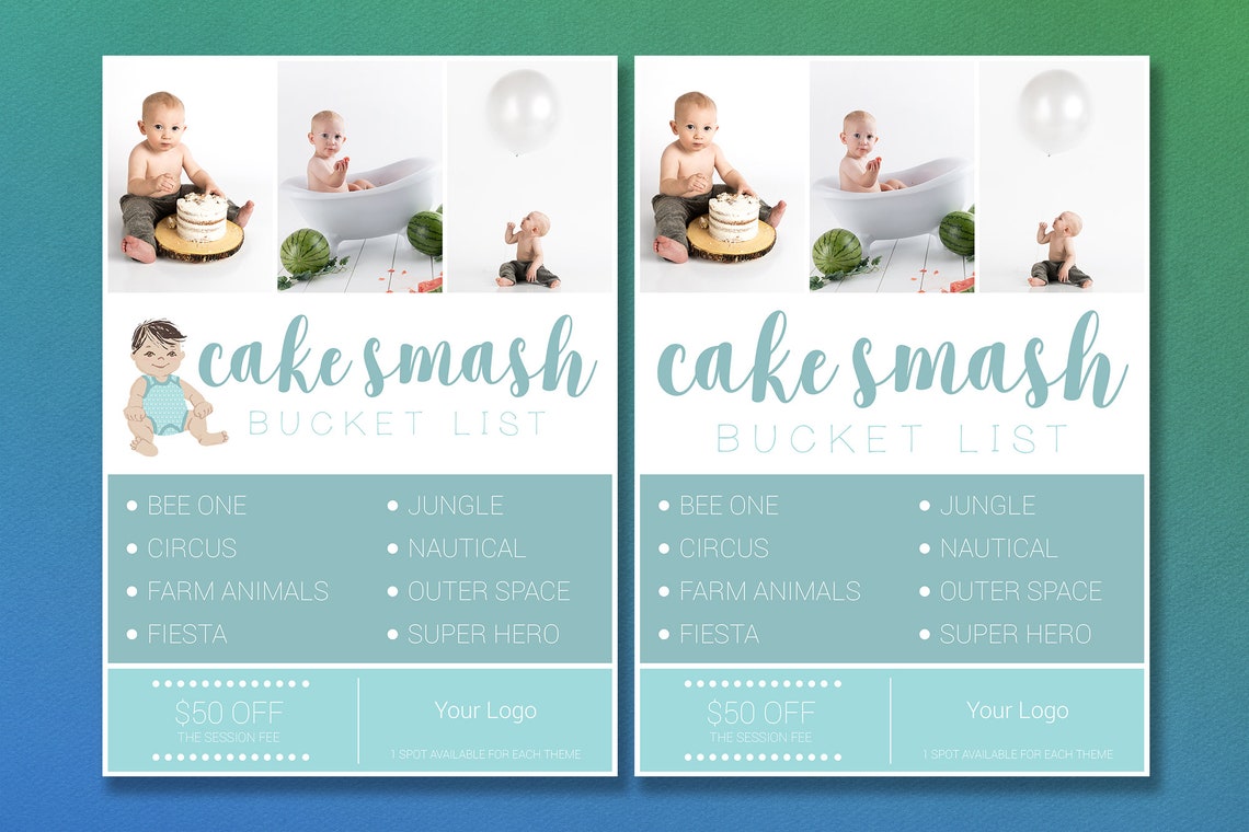Cake Smash Bucket List Template | Cake Smash Template | Photoshop ...