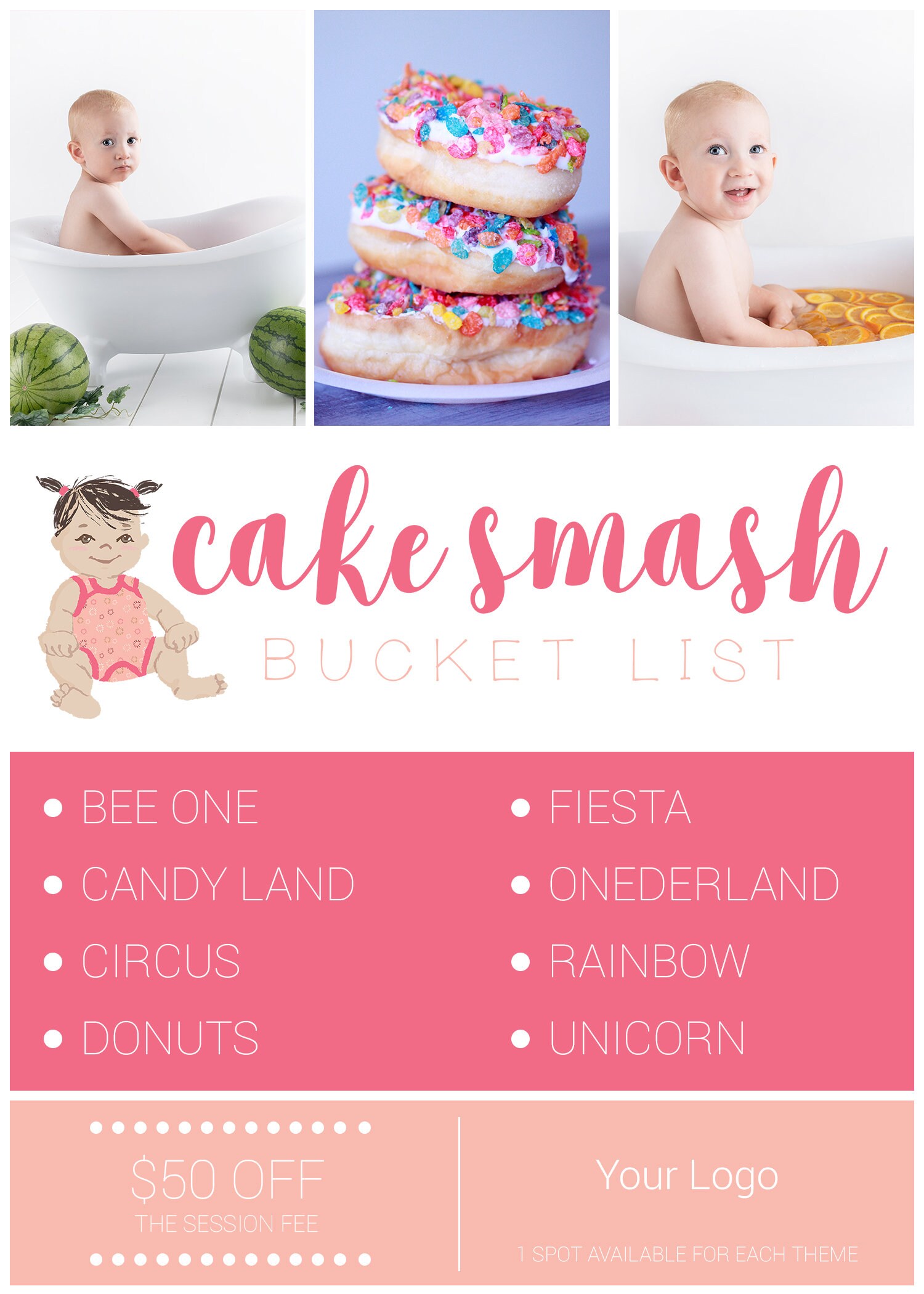 Cake Smash Bucket List Template | Cake Smash Template | Photoshop ...
