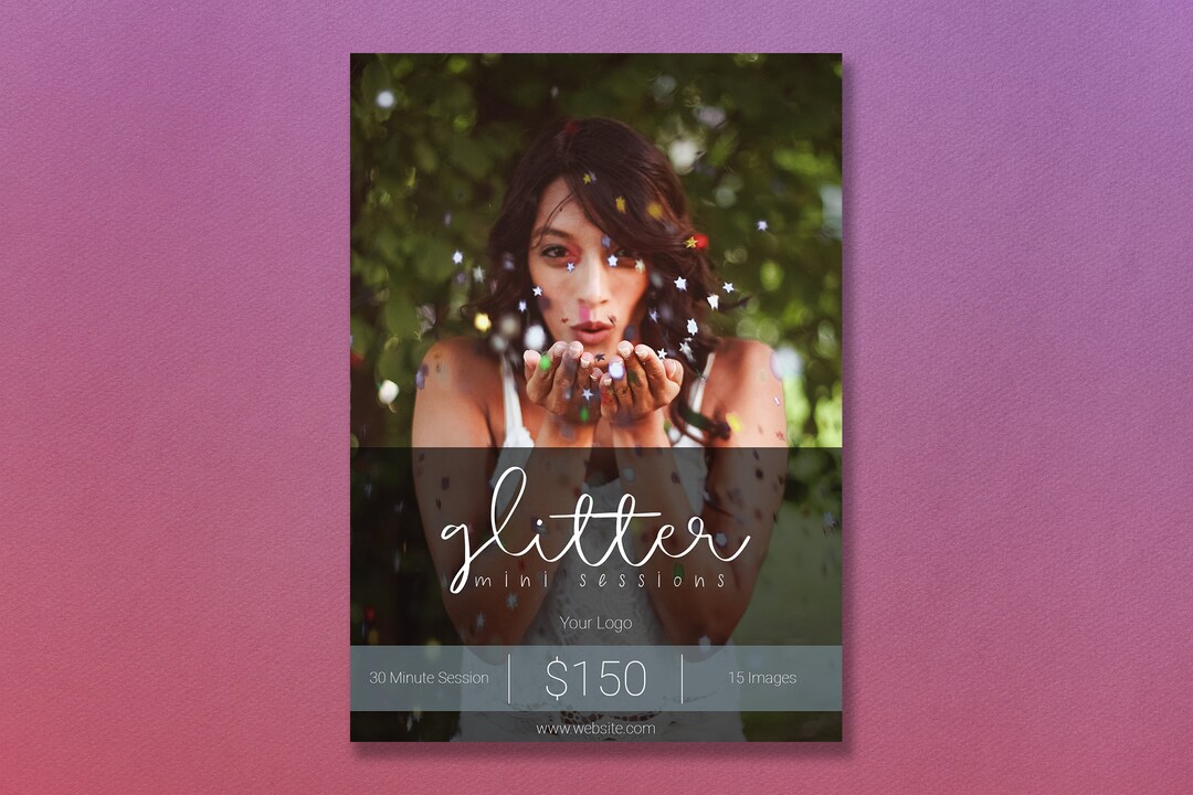 Photoshop Template | Glitter Mini Session Template | Glitter Marketing ...