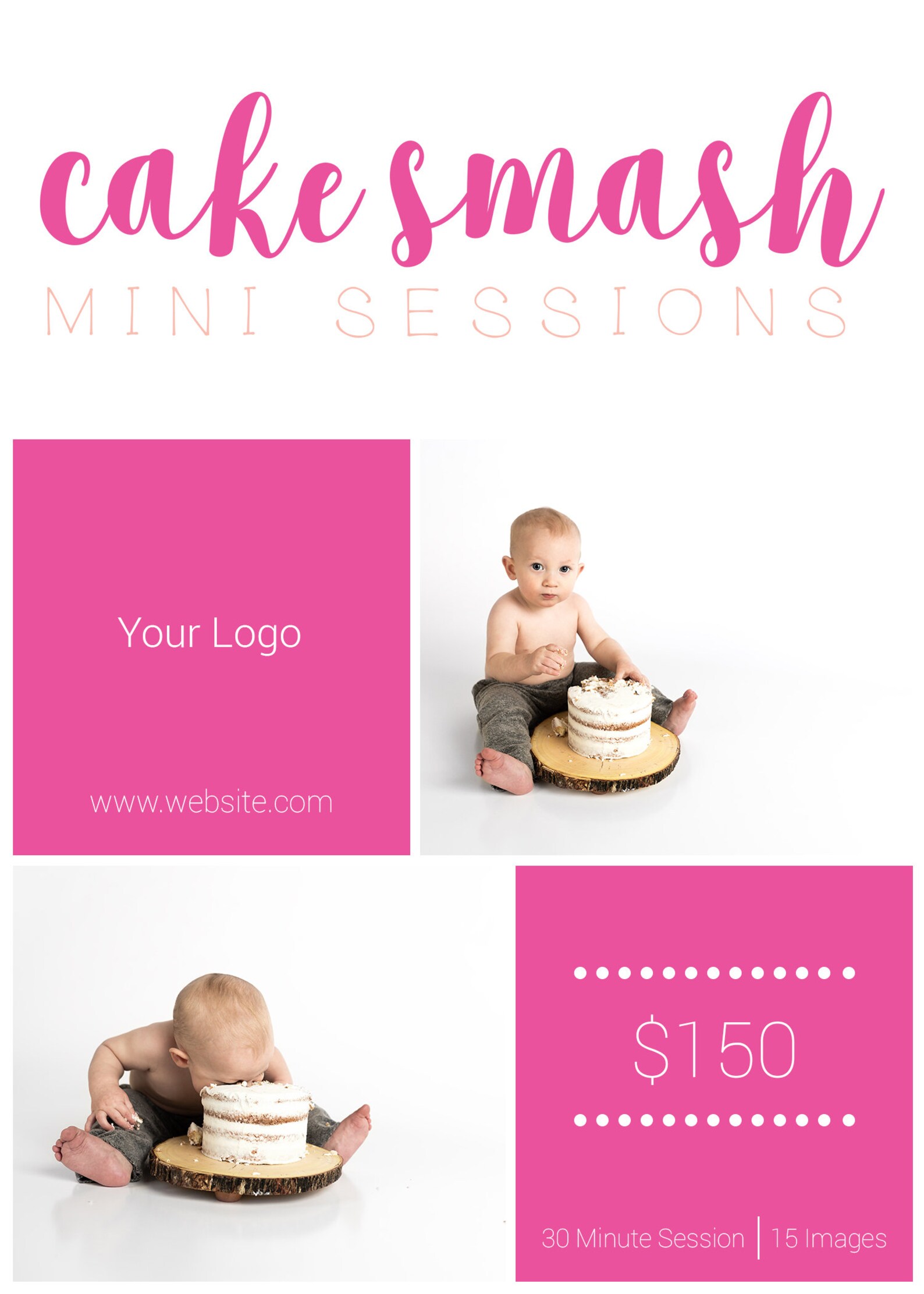 Photoshop Template | Cake Smash Mini Session Template | Cake Smash ...