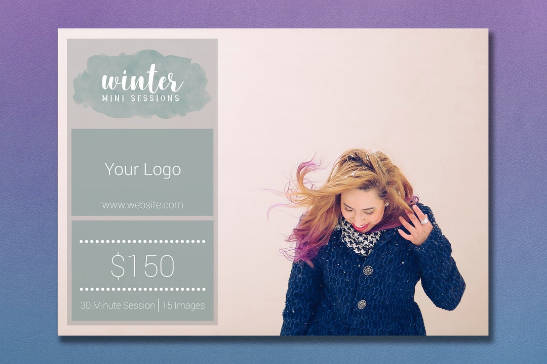 Photoshop Template | Winter Mini Session Template | Winter Template ...