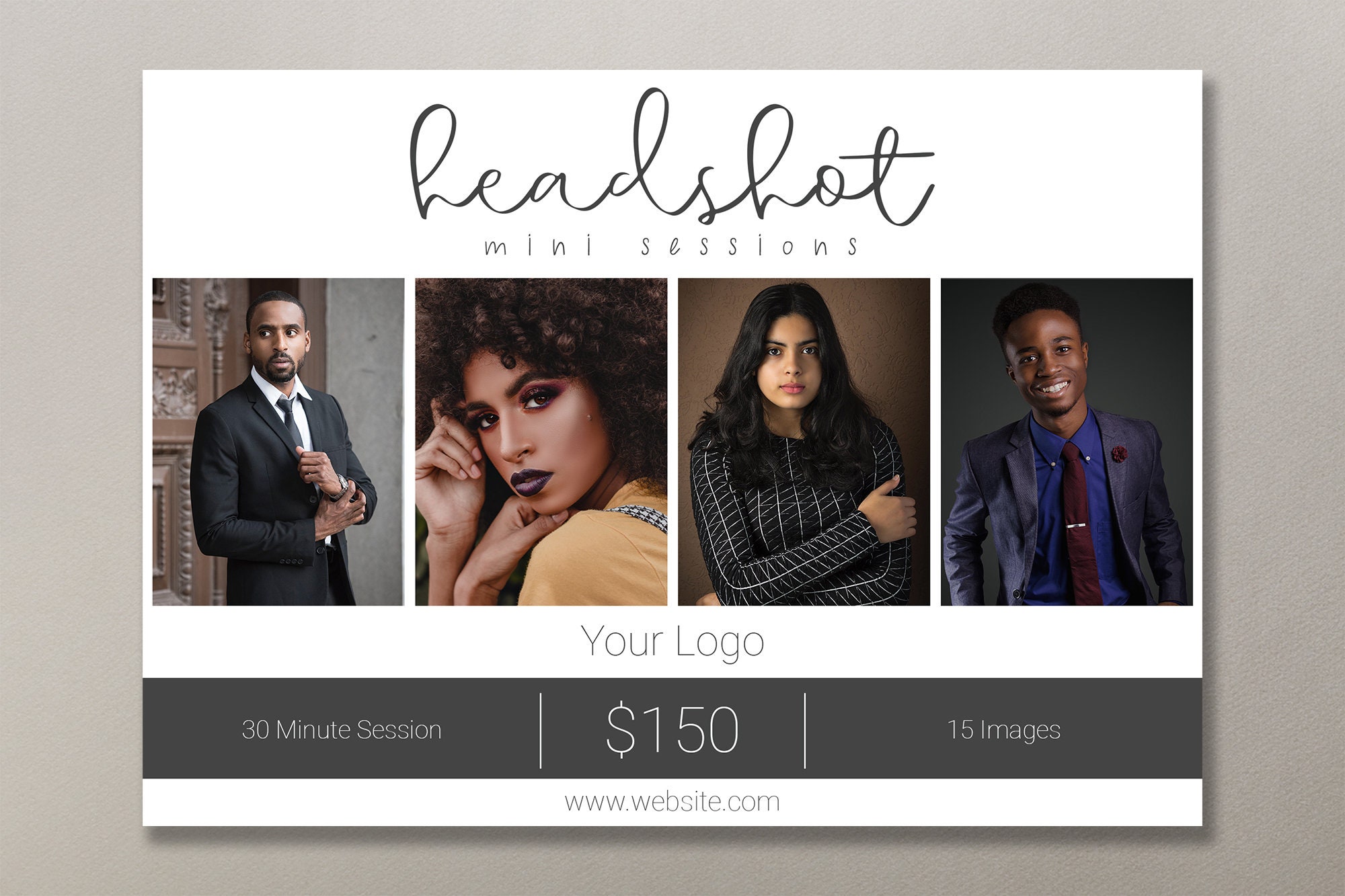 Photoshop Template | Headshot Mini Session Template | Headshot Photo ...