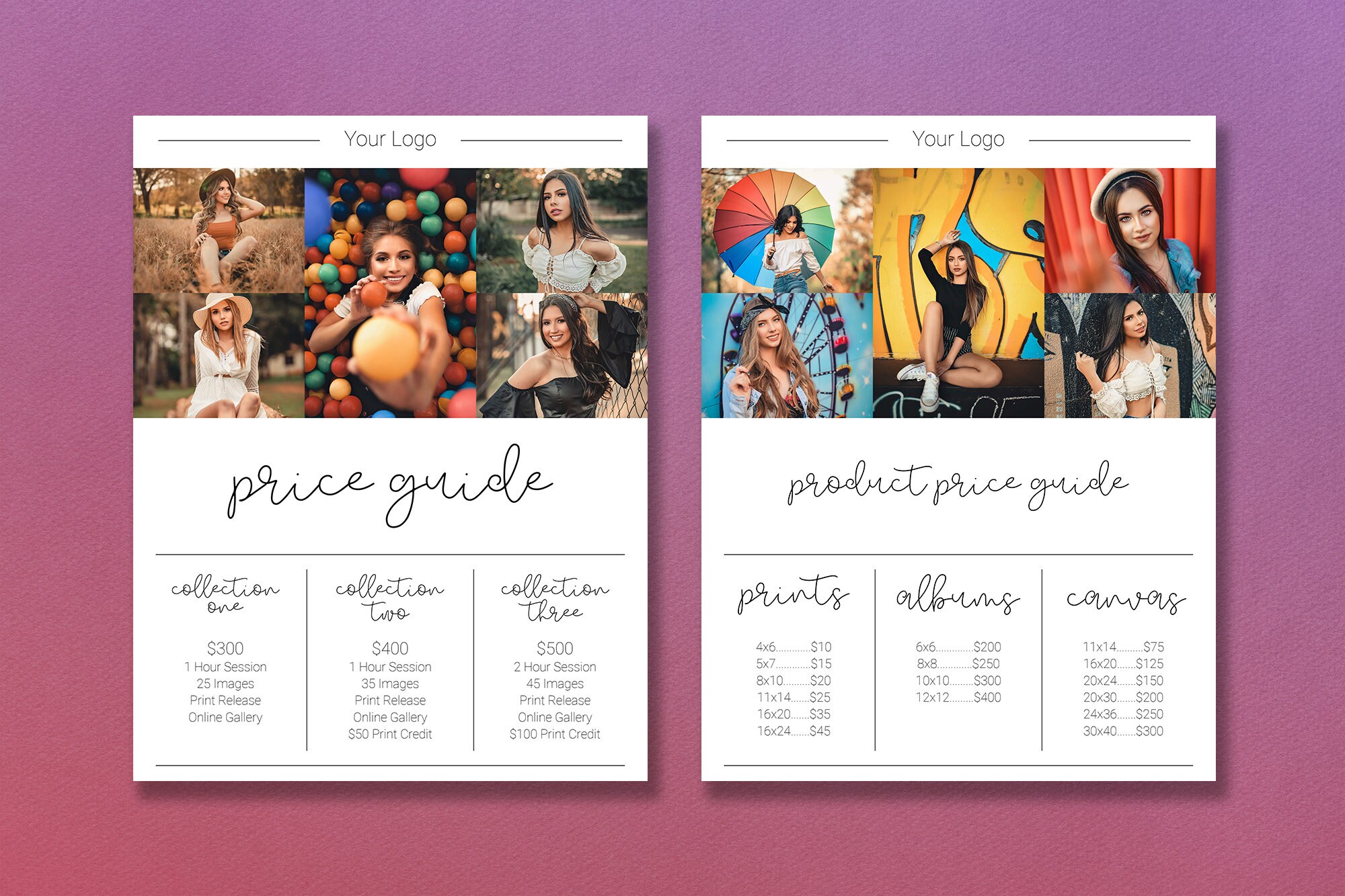 Photography Pricing Template | Photography Price Sheet Template ...