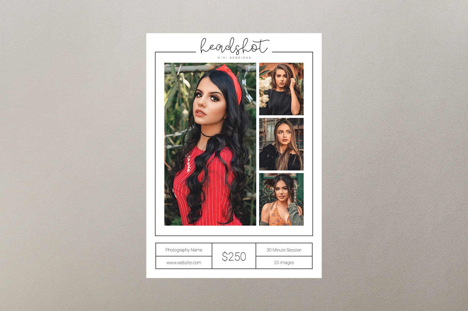 Headshot Template | Headshot Mini Session Template | Headshot Photo ...