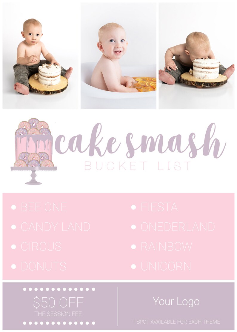 Cake Smash Bucket List Template | Cake Smash Template | Photoshop ...