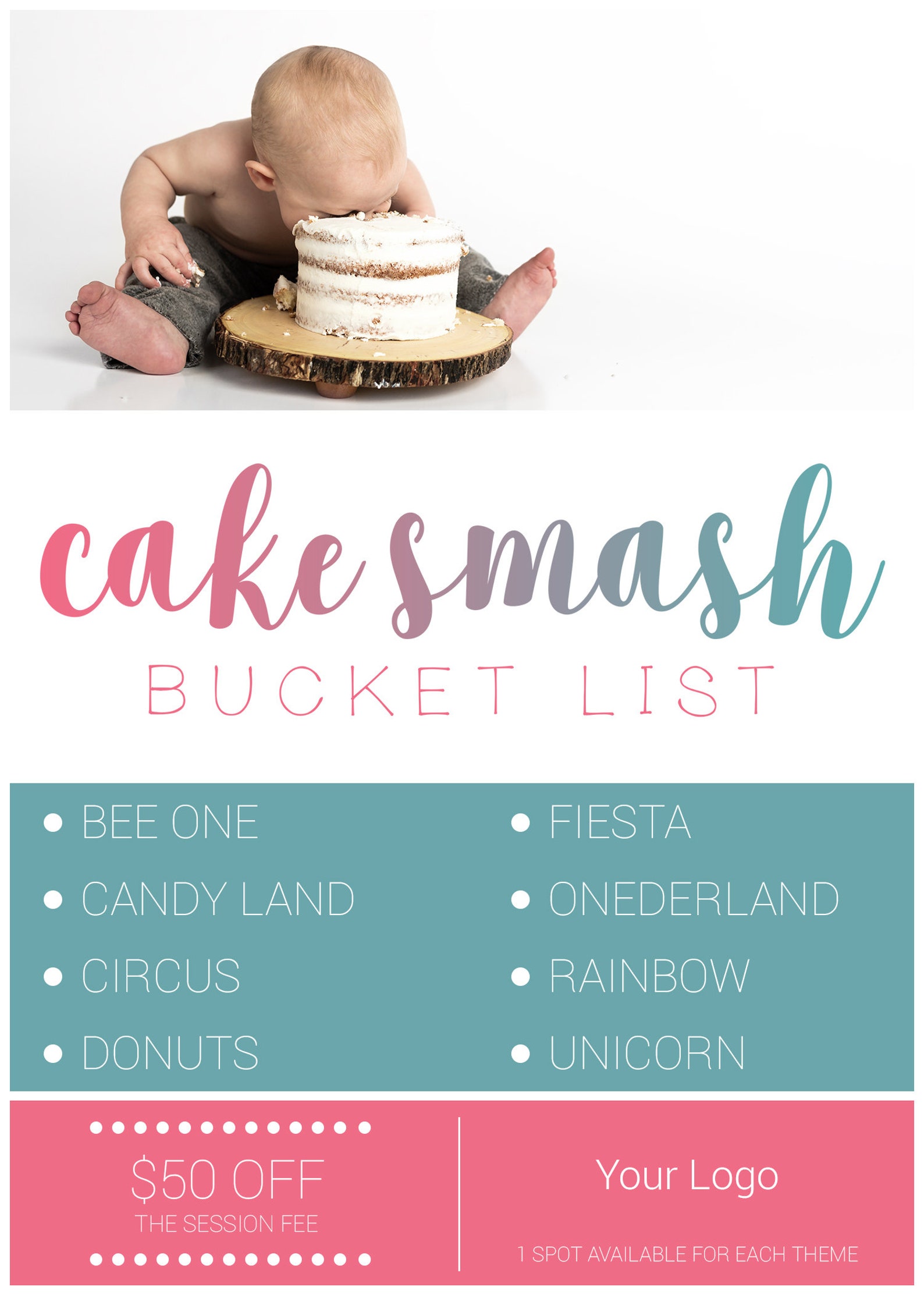 Cake Smash Bucket List Template | Cake Smash Template | Photoshop ...