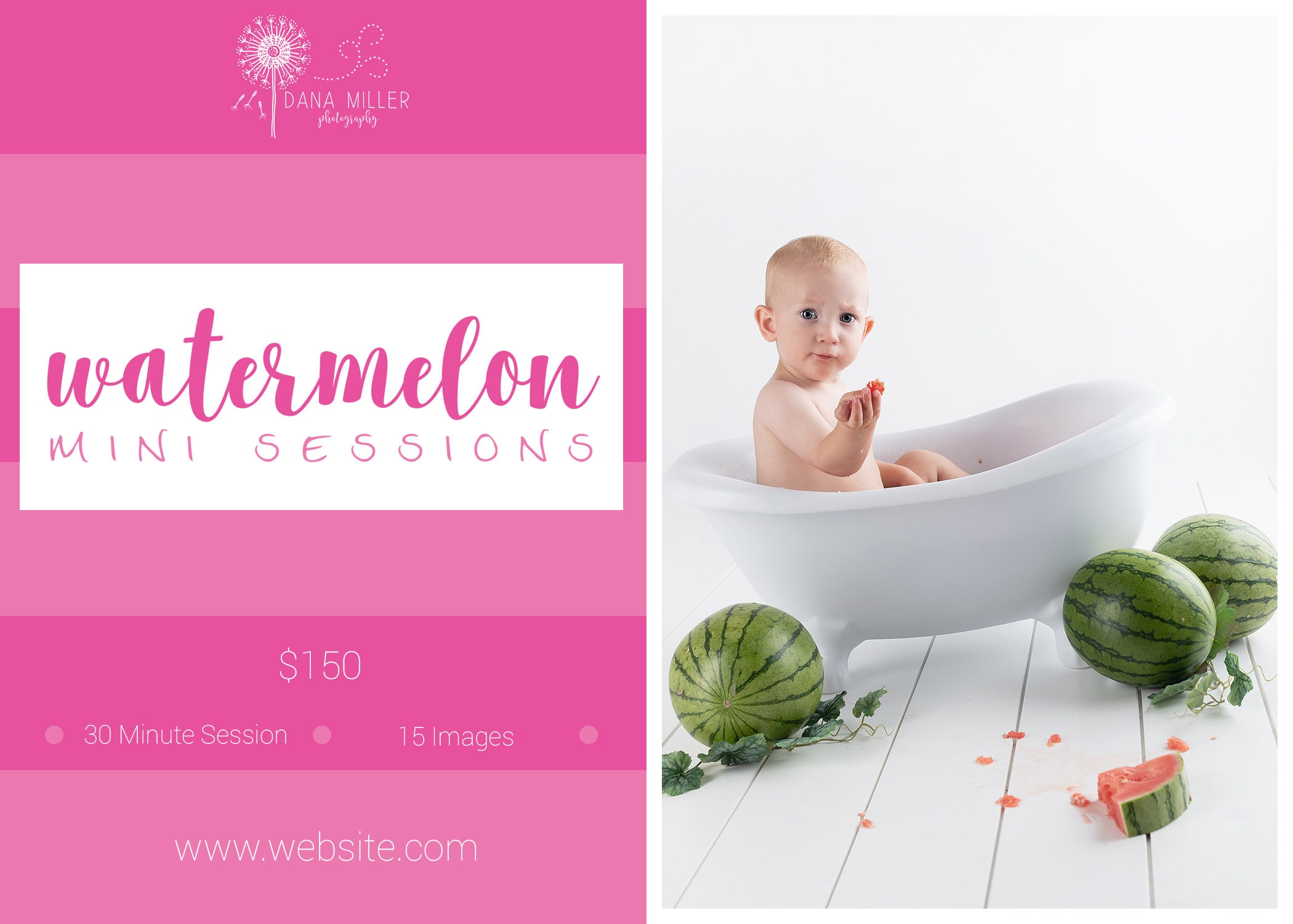Photoshop Template Watermelon Mini Session Template - Etsy