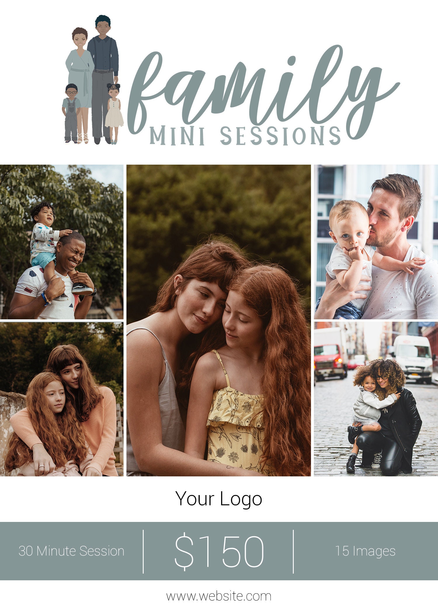 Photoshop Template | Family Mini Session Template | Family Template ...