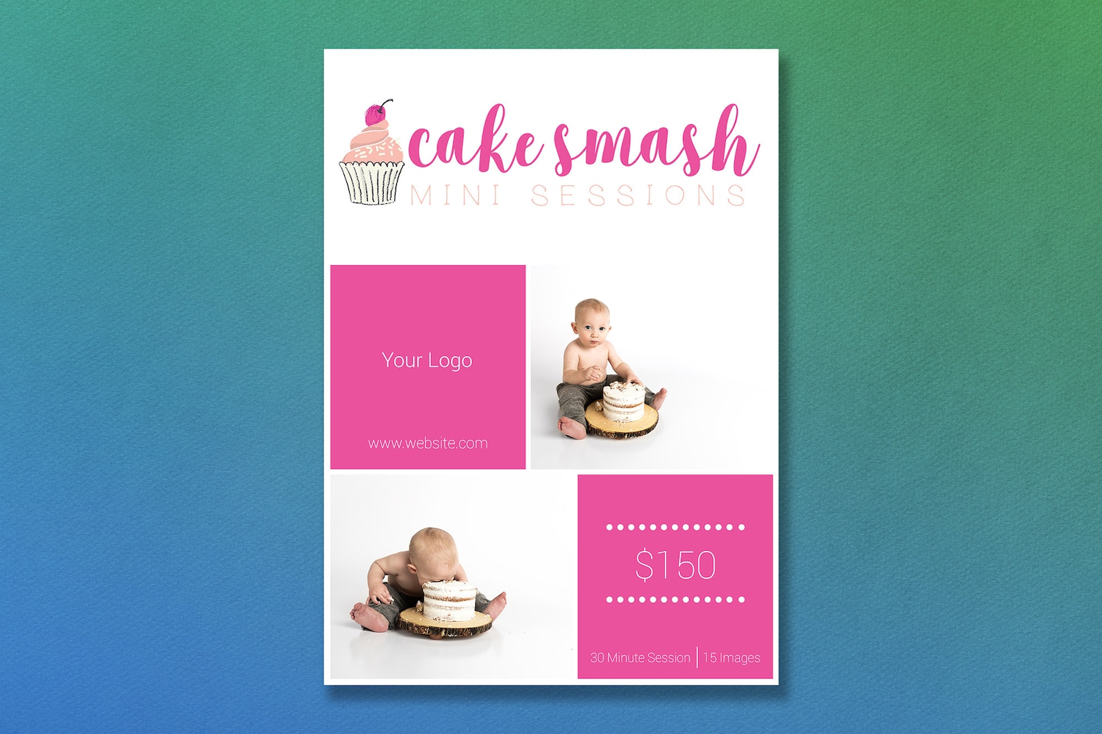 Photoshop Template | Cake Smash Mini Session Template | Cake Smash ...