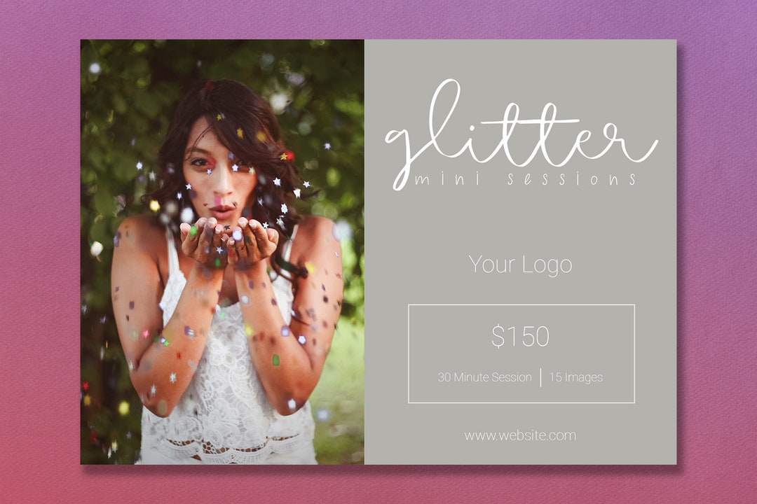 Photoshop Template | Glitter Mini Session Template | Glitter Marketing ...
