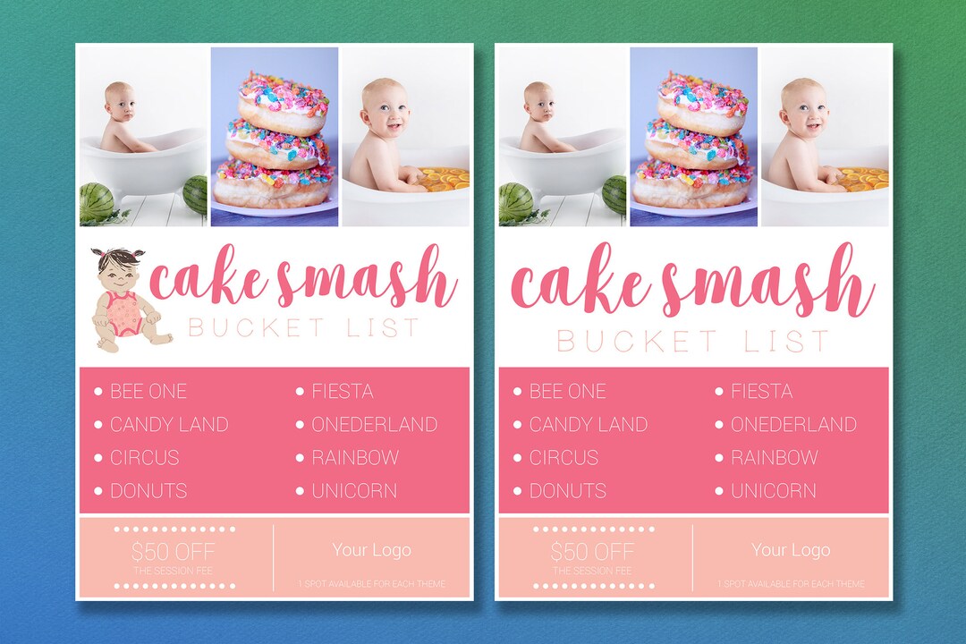 Cake Smash Bucket List Template | Cake Smash Template | Photoshop ...