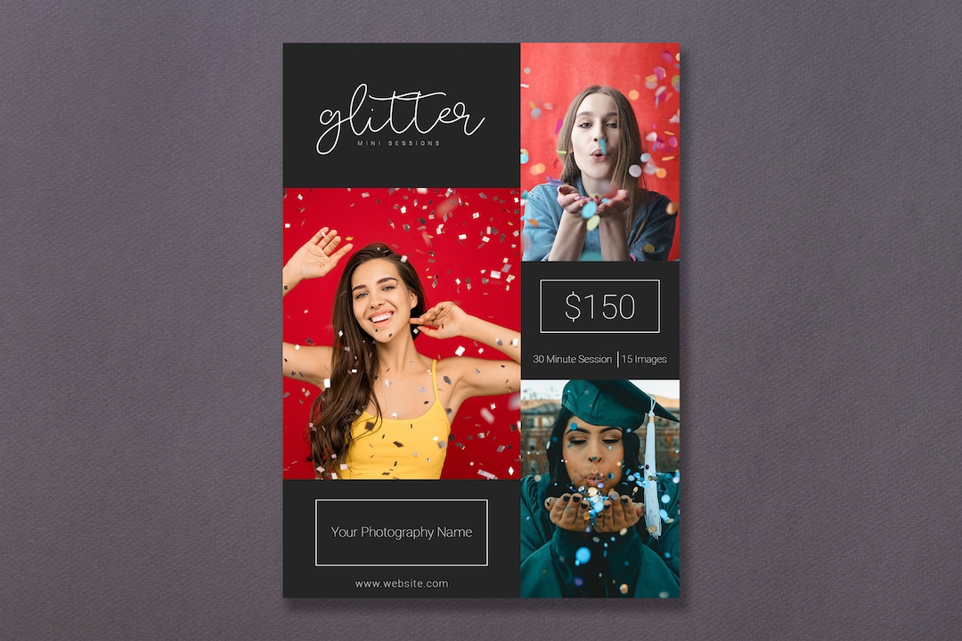 Glitter Session Template | Glitter Mini Session Template | Confetti ...