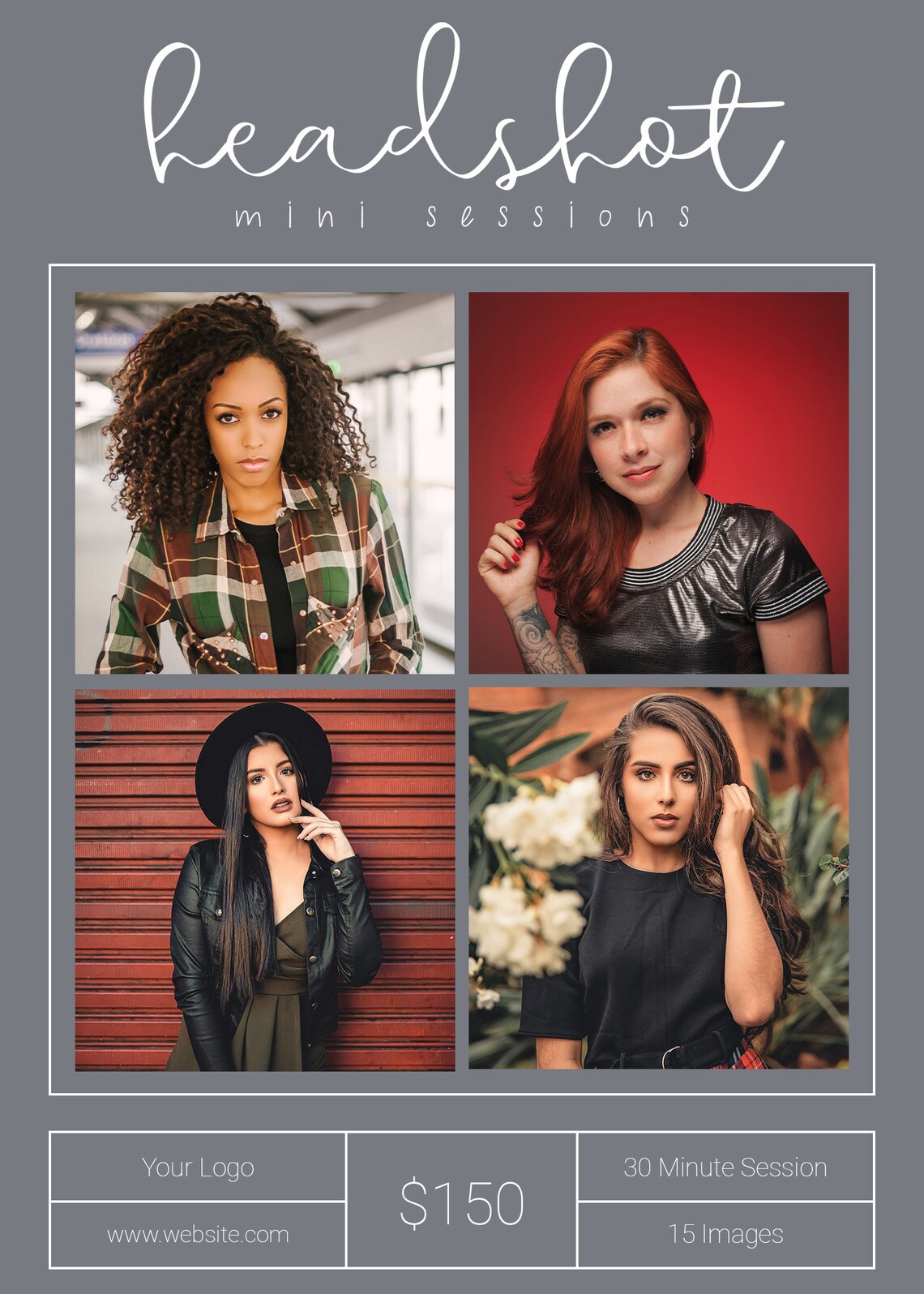 Photoshop Template | Headshot Mini Session Template | Headshot Photo ...