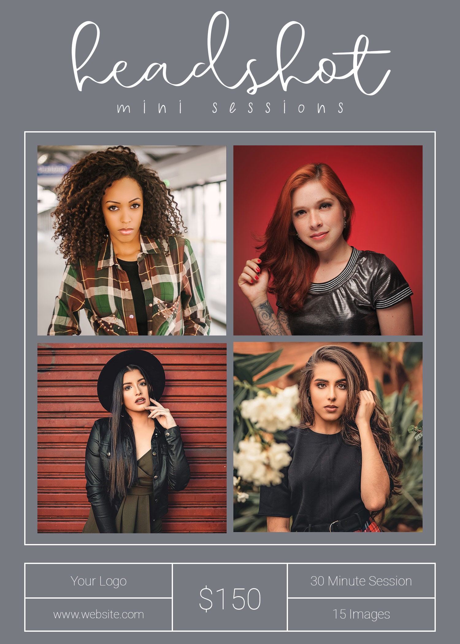 Photoshop Template | Headshot Mini Session Template | Headshot Photo ...