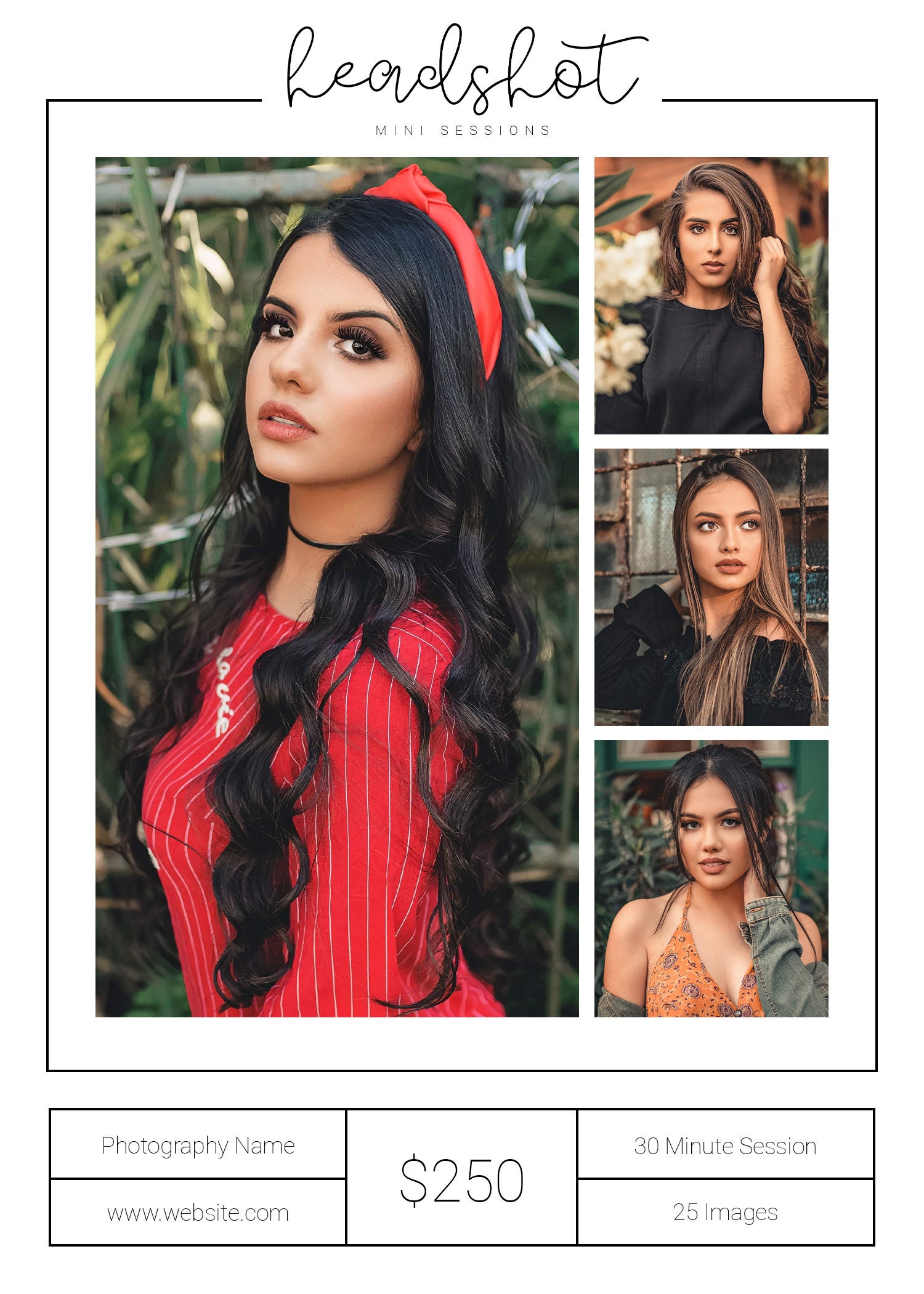 Headshot Template | Headshot Mini Session Template | Headshot Photo ...