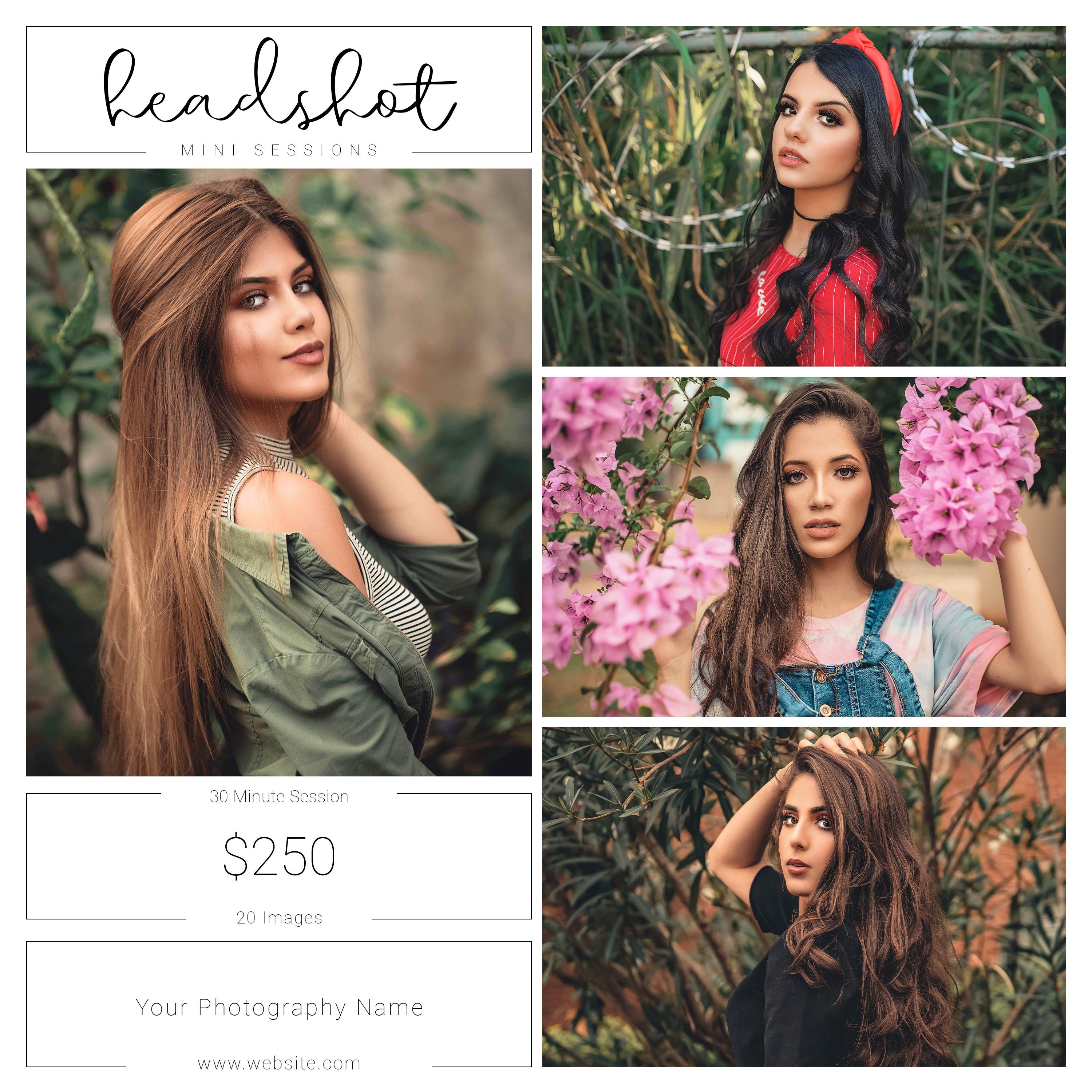 Headshot Template | Headshot Mini Session Template | Headshot Photo ...