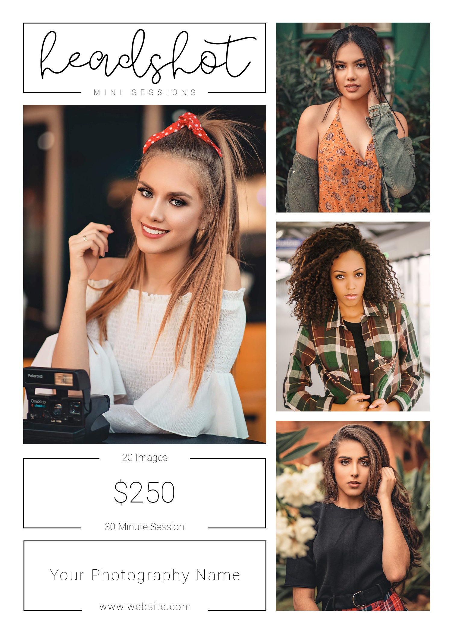 Headshot Template | Headshot Mini Session Template | Headshot Session ...