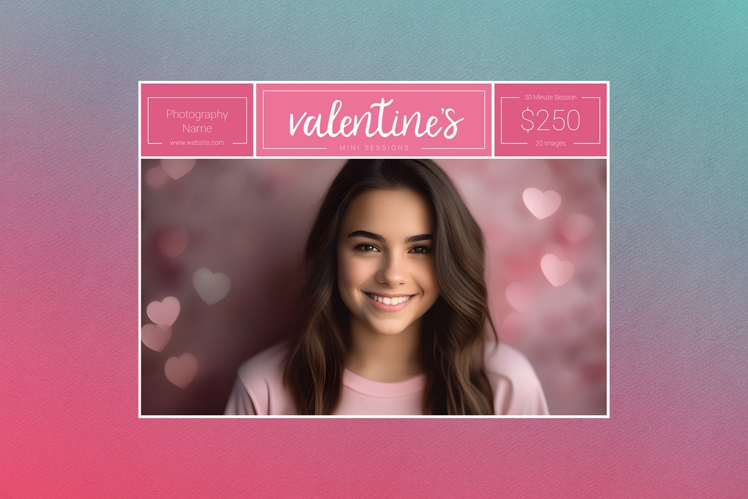 Valentine Photoshop Template | Valentine's Day Mini Session Template ...
