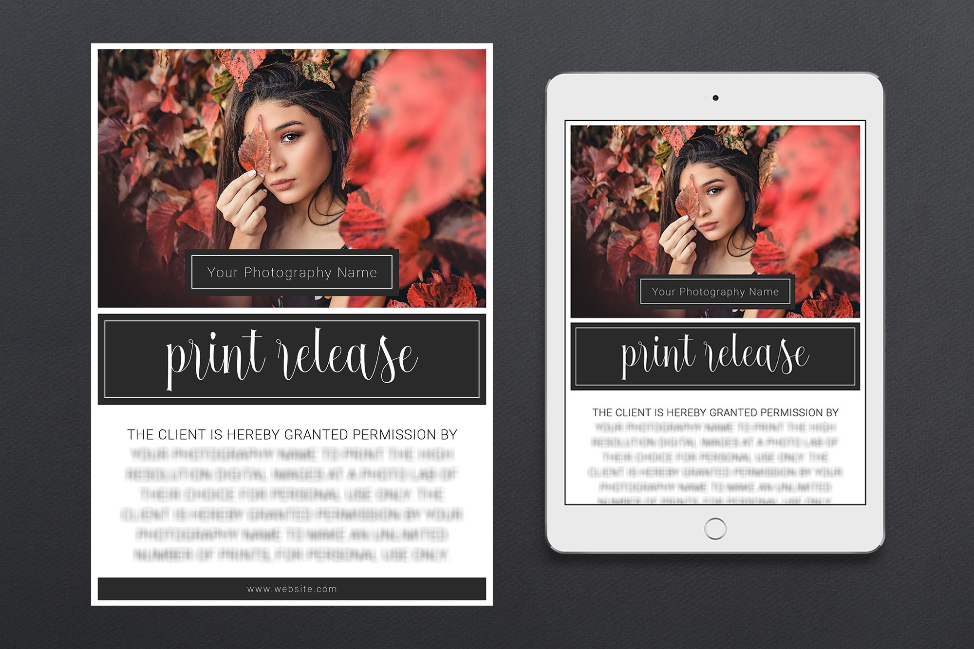 Print Release Card Template | Print Release Template | Marketing Card ...