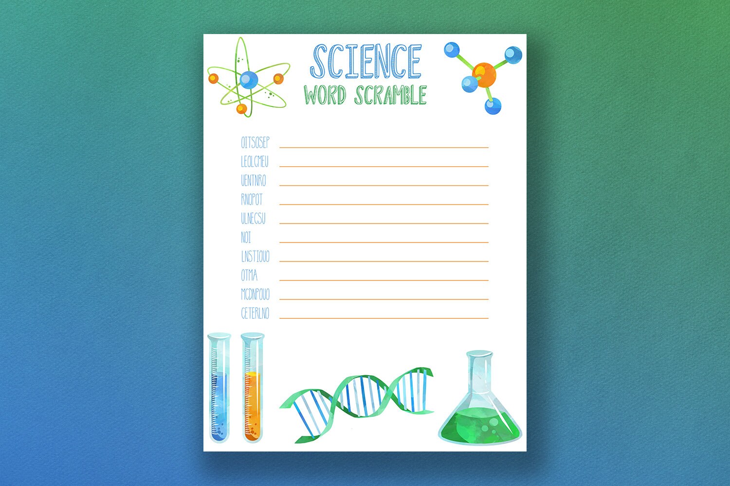Science Word Scramble Birthday Word Scramble Birthday Game Science Game ...