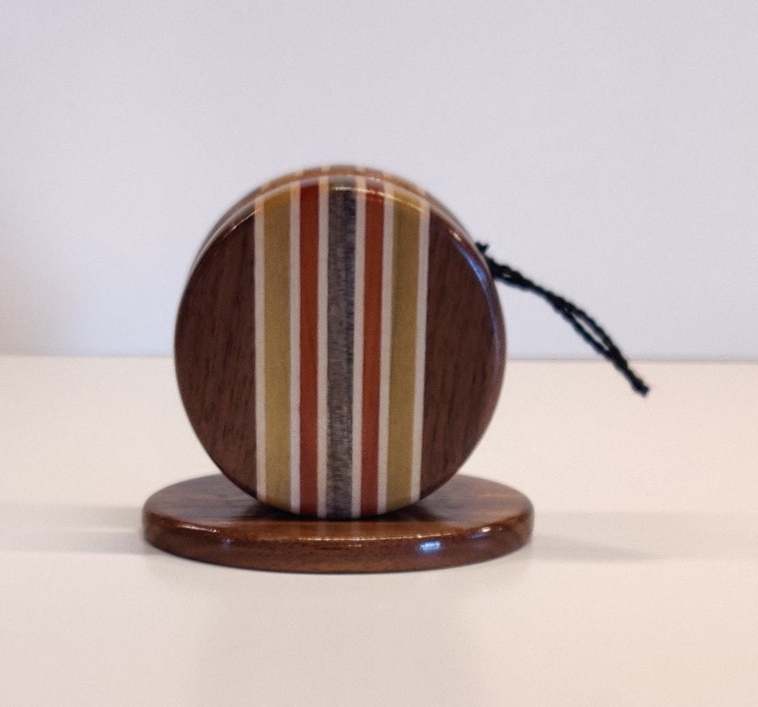 Handmade Wooden Yo-yo Layered With Oak, Display Base Included - Etsy