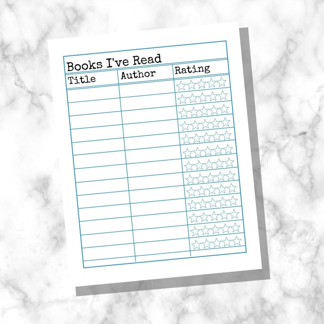 Books I've Read Library Card Tracker Printable Instant Download - Etsy
