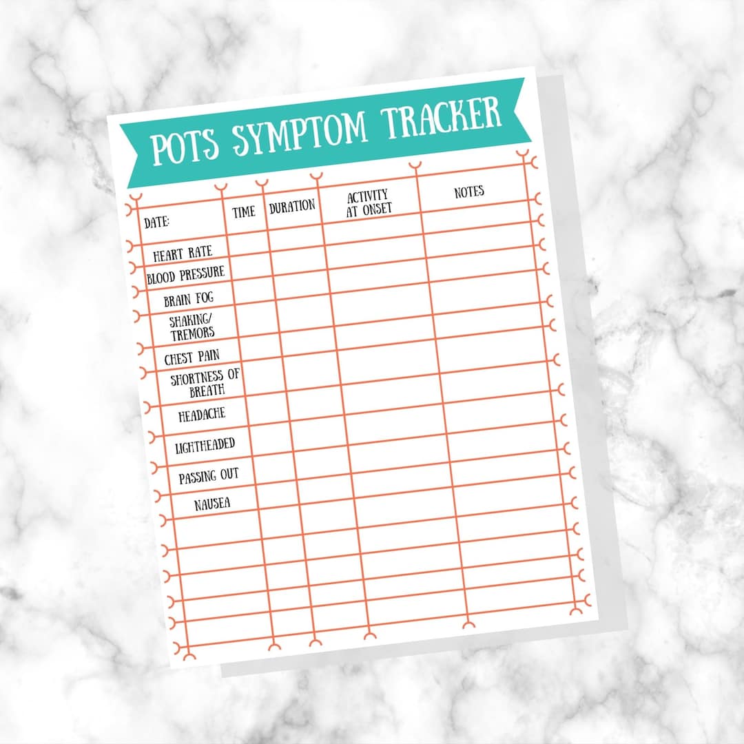 POTS Dysautonomia Symptom Tracker Printable Instant Download - Etsy