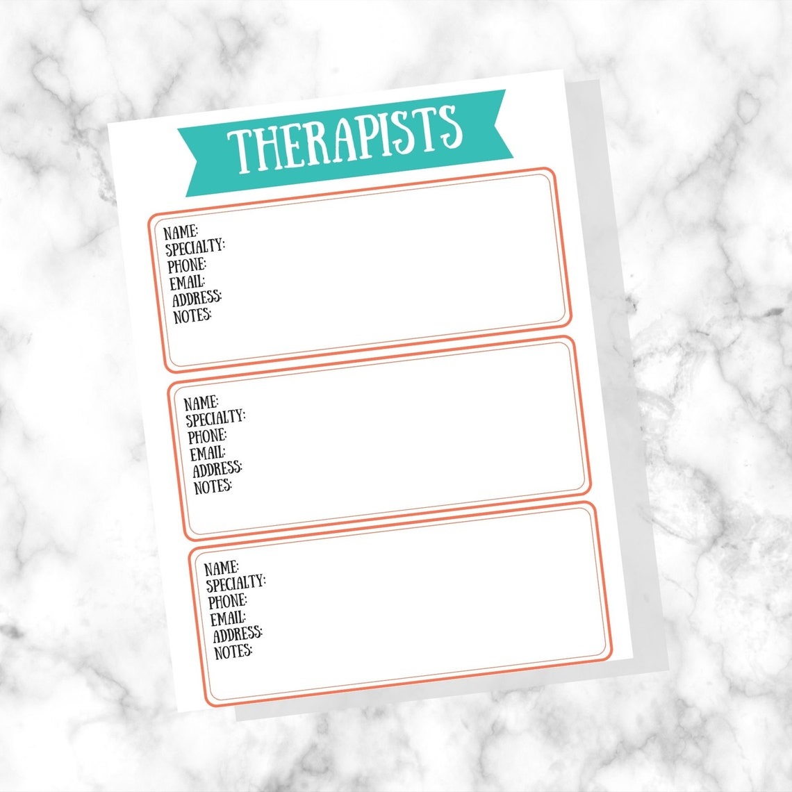 Therapists Organizer Tracker Printable Instant Download - Etsy