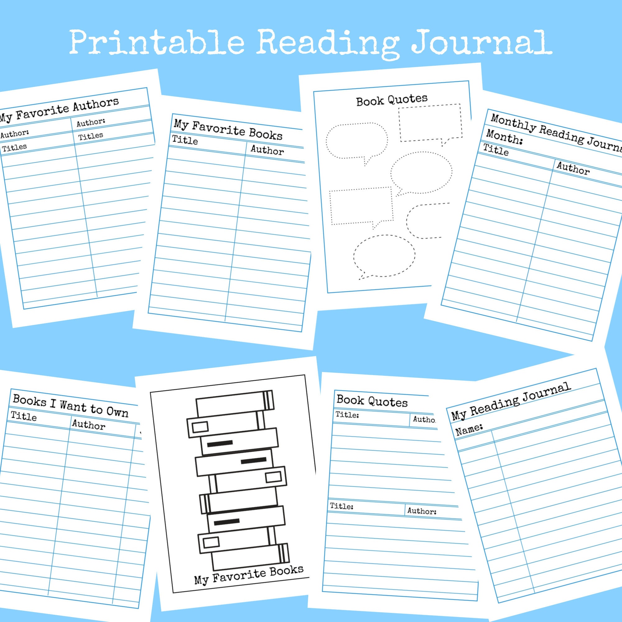 Reading Book Journal Printable 20+ Pages Instant Download - Etsy