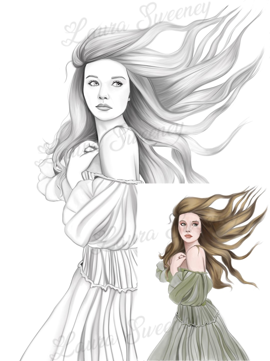 Pretty Girl Coloring Pages, Fancy Adult Coloring Page - Printable ...