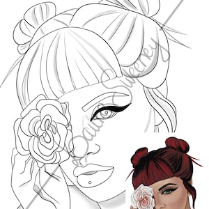 Printable Coloring Pages Pretty Girls and Flowers Digital | Etsy