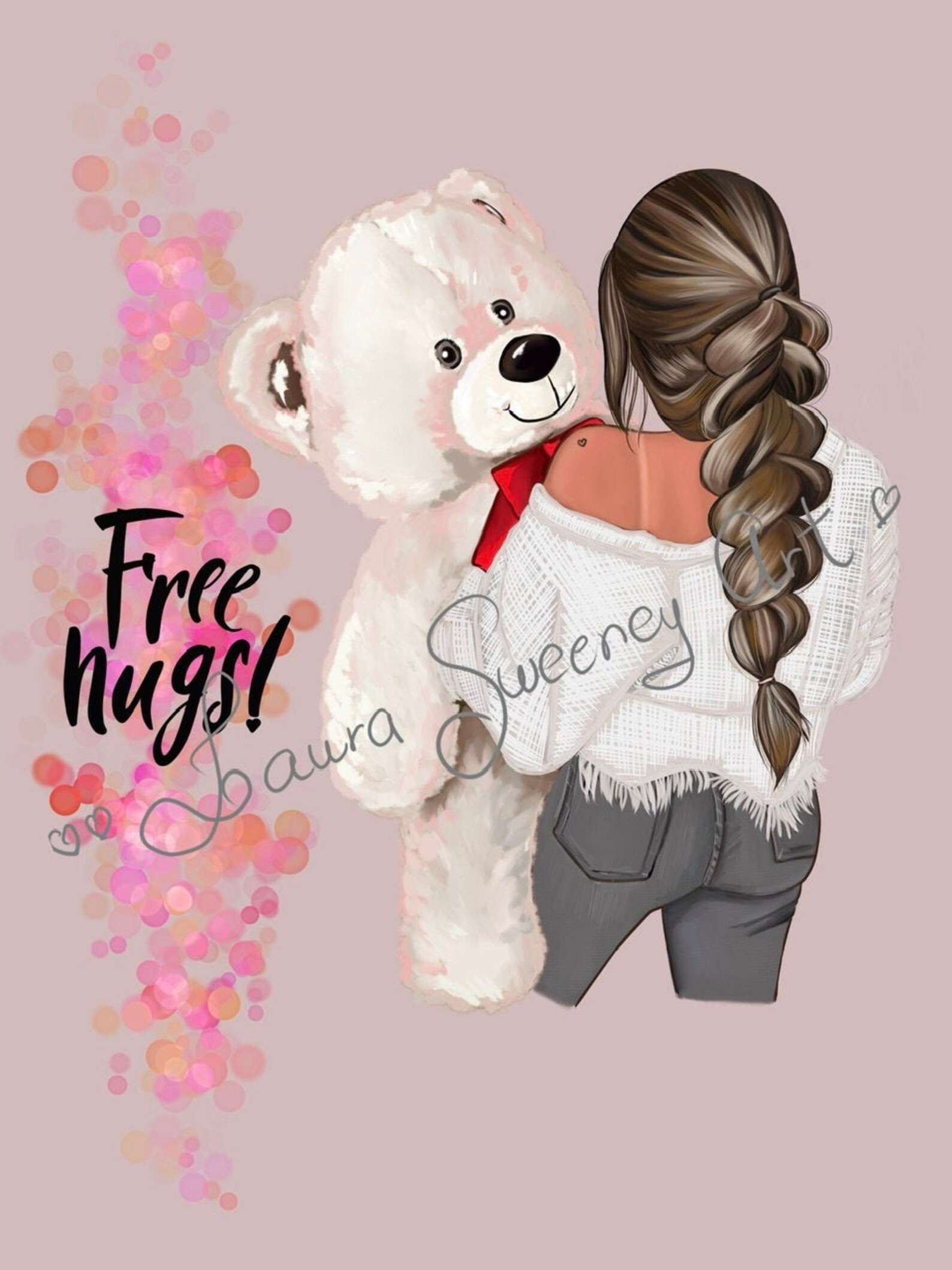 Cute Girl With Teddy Bear Clipart Teddy Bear Clipart Girl | Etsy