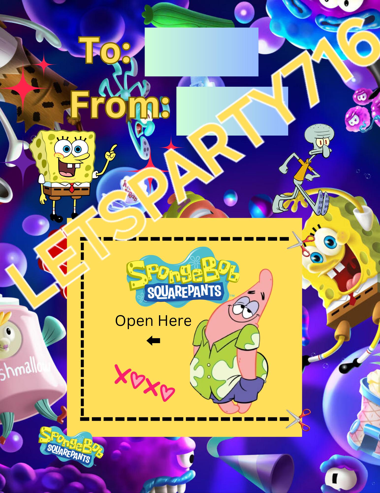 Spongebob Folded Treat Card Template for DIY Holiday/birthday Card. 4 ...